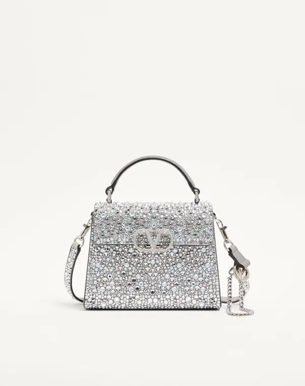 Valentino Garavani V Sling Mini Handbag With Sparkling Embroidery - Crystal