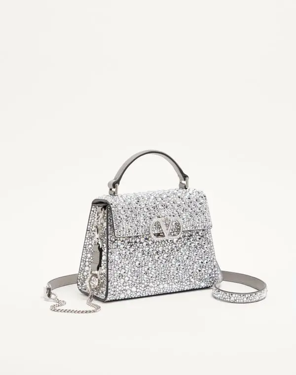 Valentino Garavani V Sling Mini Handbag With Sparkling Embroidery - Crystal