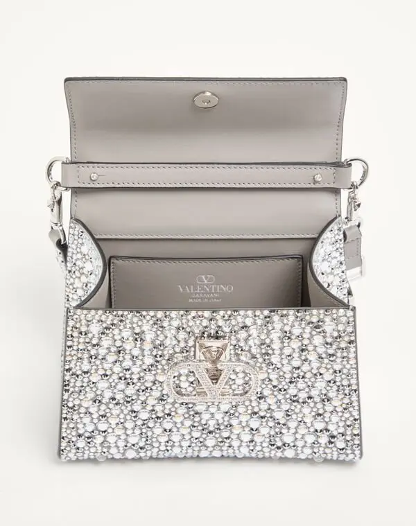 Valentino Garavani V Sling Mini Handbag With Sparkling Embroidery - Crystal