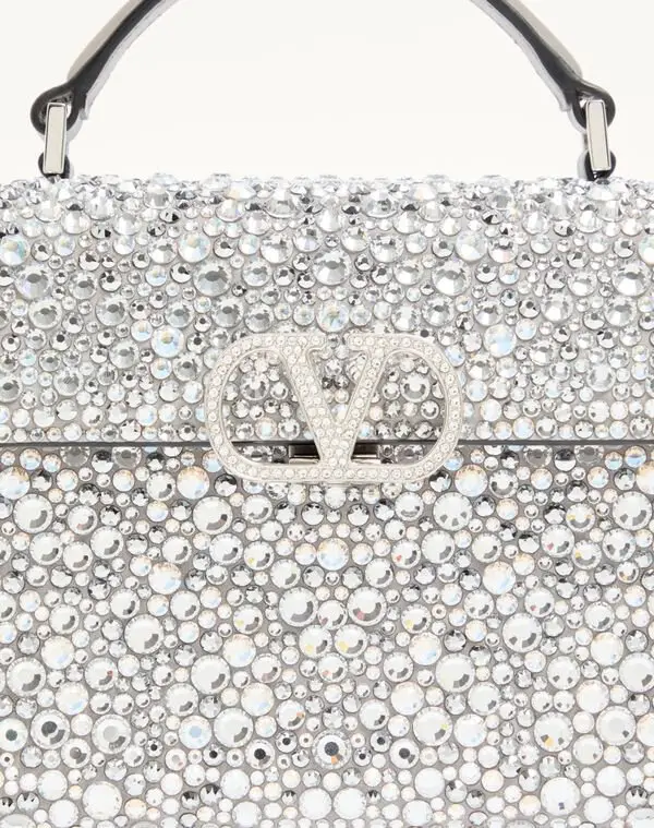 Valentino Garavani V Sling Mini Handbag With Sparkling Embroidery - Crystal