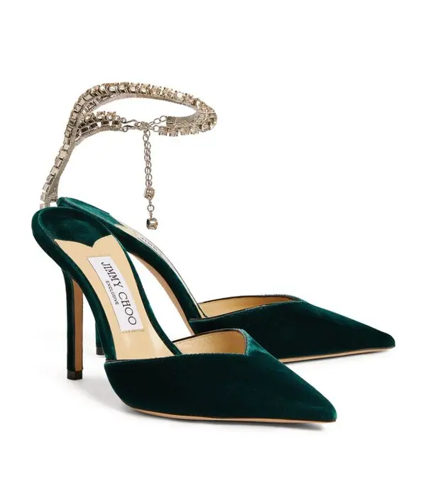 JIMMY CHOO Saeda 100 Velvet Pumps