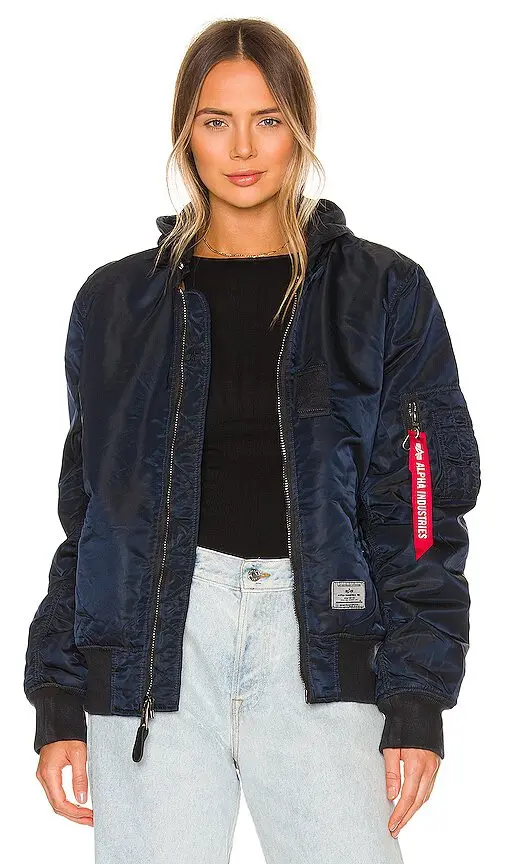 Alpha Industries Ma-1 Hooded Battlewash Flight Jacket In Navy