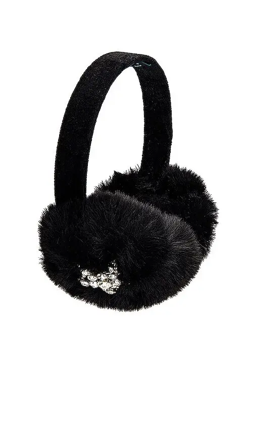 Jocelyn Embellished Faux Fur Ear Muffs  Jocelyn Earmuffs Black Star Jocelyn Faux Fur Puffy Gray Winter Knit Ear Muffs New Tags  main image 4