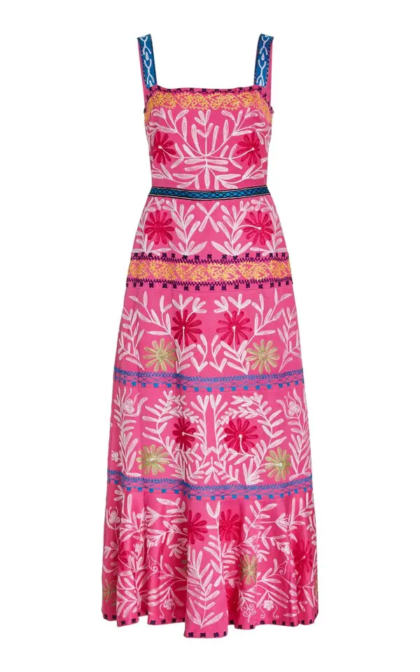 Alexis Alora Embroidered Midi Dress In Pink,Blue - 30% Off | Editorialist