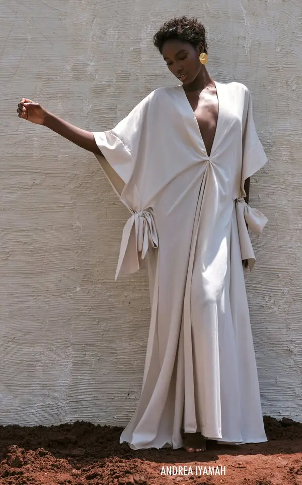 Andrea Iyamah Gamba Robe Dress In White - 40% Off | Editorialist