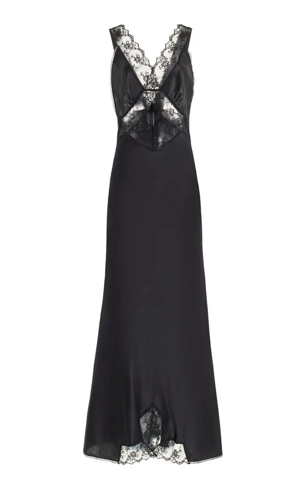 Willa' Lace-trimmed Cutout Silk Maxi Dress - Black