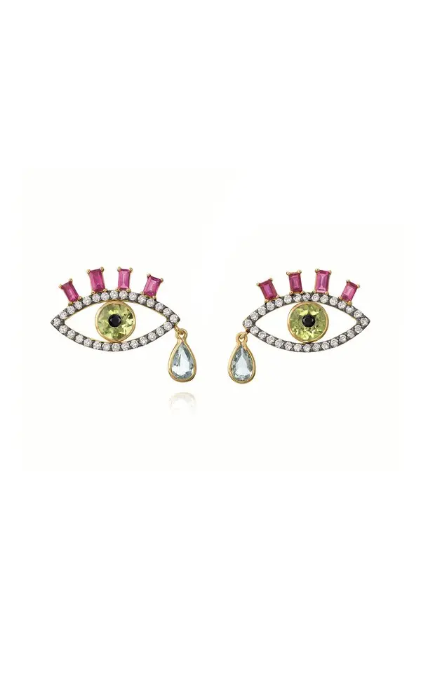 SAUER Eye 18k Yellow Multi-stone Earrings Gifts For Her