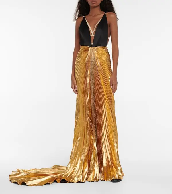 knee length dresses for ladies GUCCI by Tom Ford Fall 2000 Vintage Metallic Copper Lurex Plunge Dress –  VINTAGE VON WERTH main image 1