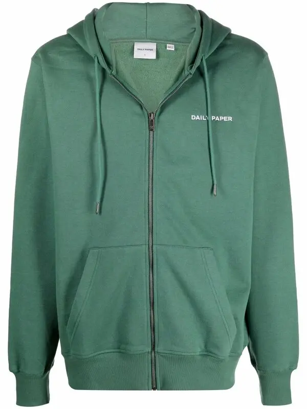 DAILY PAPER Logo Embroidered Zip-up Hoodie
