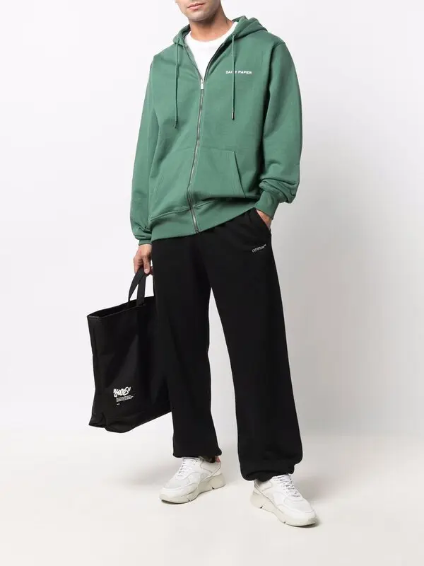 DAILY PAPER Logo Embroidered Zip-up Hoodie