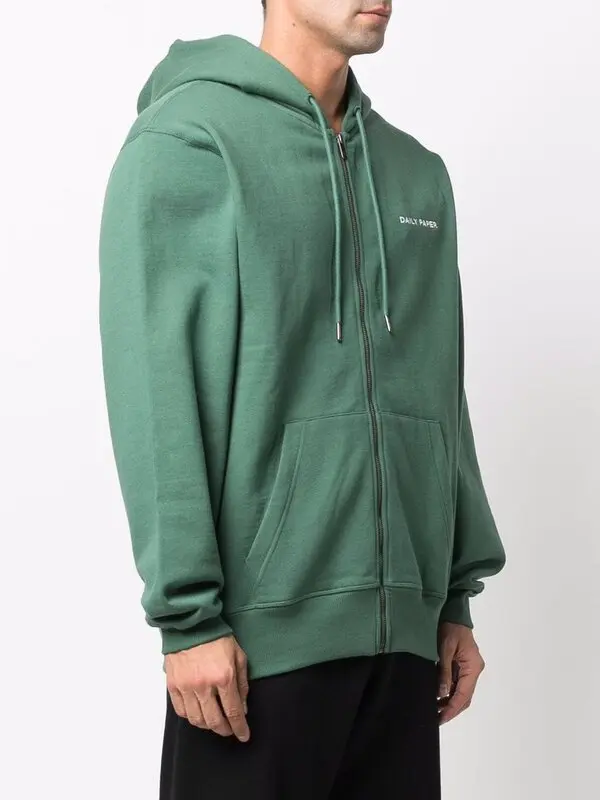 DAILY PAPER Logo Embroidered Zip-up Hoodie