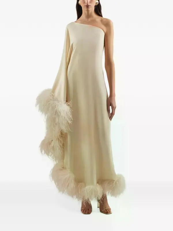 TALLER MARMO Ubud Feather-trim Gown - White