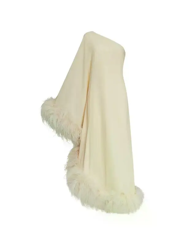 TALLER MARMO Ubud Feather-trim Gown - White