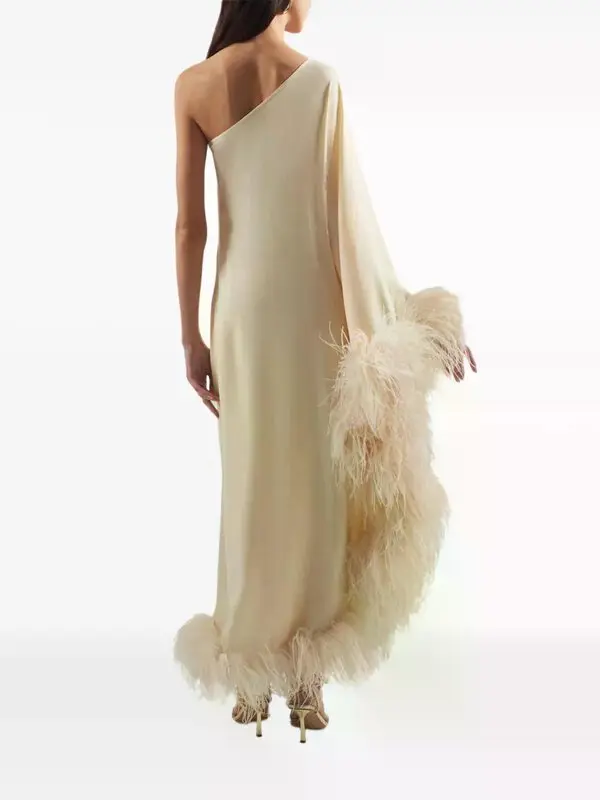 TALLER MARMO Ubud Feather-trim Gown - White