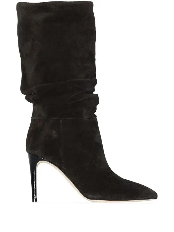 Paris Texas Slouchy Suede Ankle Boots - Black