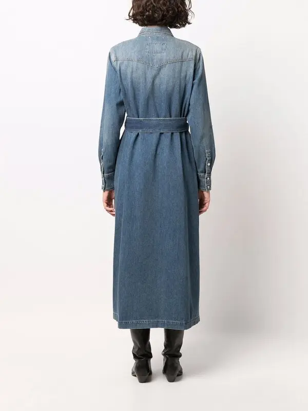 GOLDEN GOOSE Logo-patch Denim Shirt Dress - Blue | Editorialist