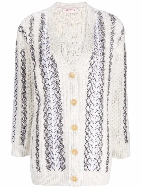 Valentino Garavani Sequin-embellished Knitted Cardigan