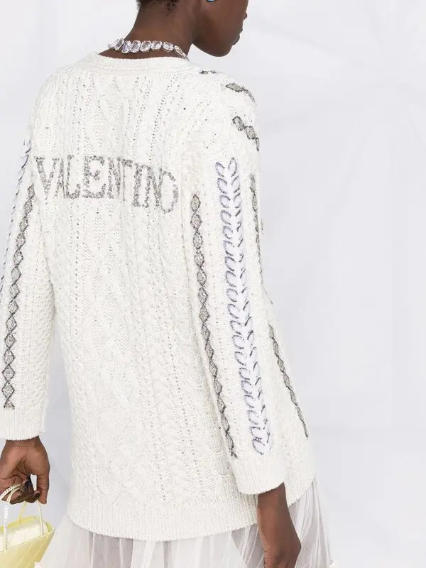Valentino Garavani Sequin-embellished Knitted Cardigan