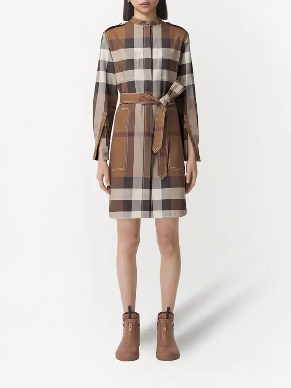 Burberry Check-pattern Belted Shirt Dress