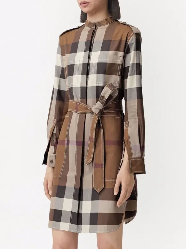 Burberry Check-pattern Belted Shirt Dress
