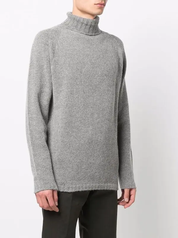 LARDINI Roll-neck Wool-blend Jumper - Grey