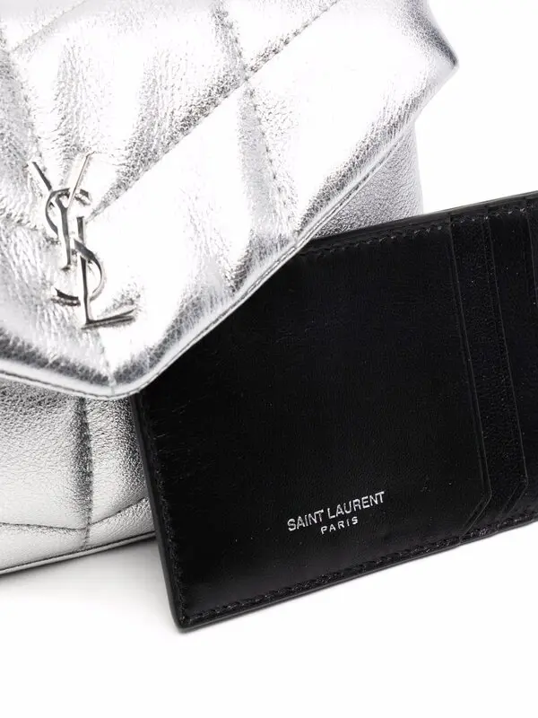 Saint Laurent Quilted Metallic-effect Clutch Bag