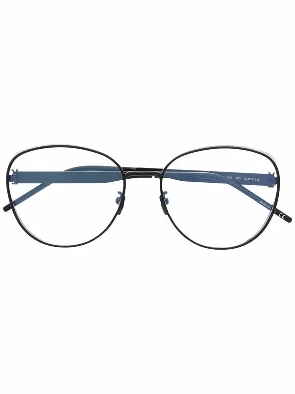 Saint Laurent Polished-effect Round-frame Glasses - Black