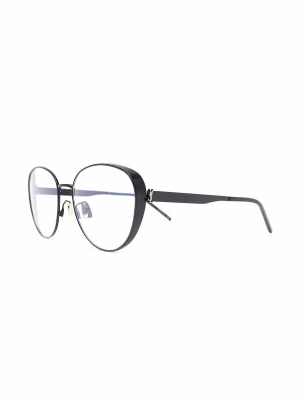 Saint Laurent Polished-effect Round-frame Glasses