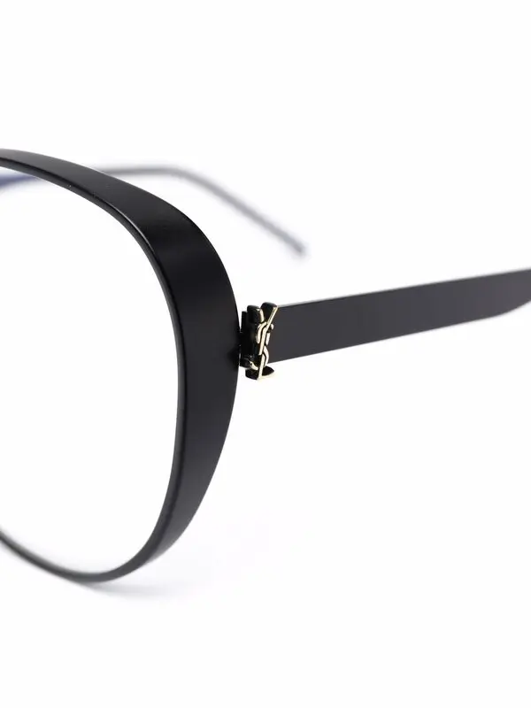 Saint Laurent Polished-effect Round-frame Glasses