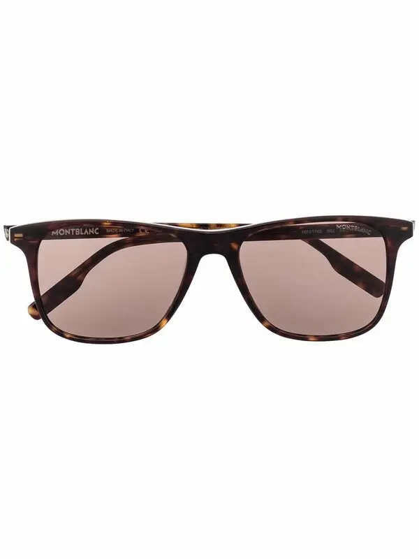Montblanc Tortoiseshell-effect Square Sunglasses - Brown