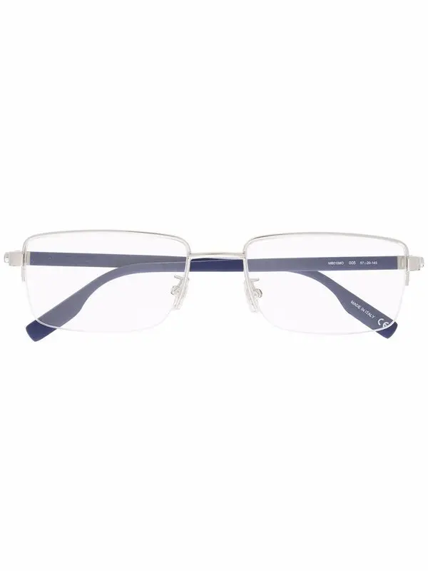Montblanc Matte Effect Rectangle Frame Eyeglasses - Silver
