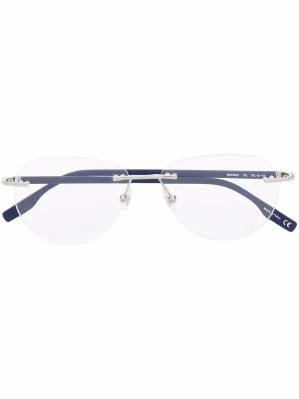 Montblanc Matte Effect Frameless Eyeglasses - Silver