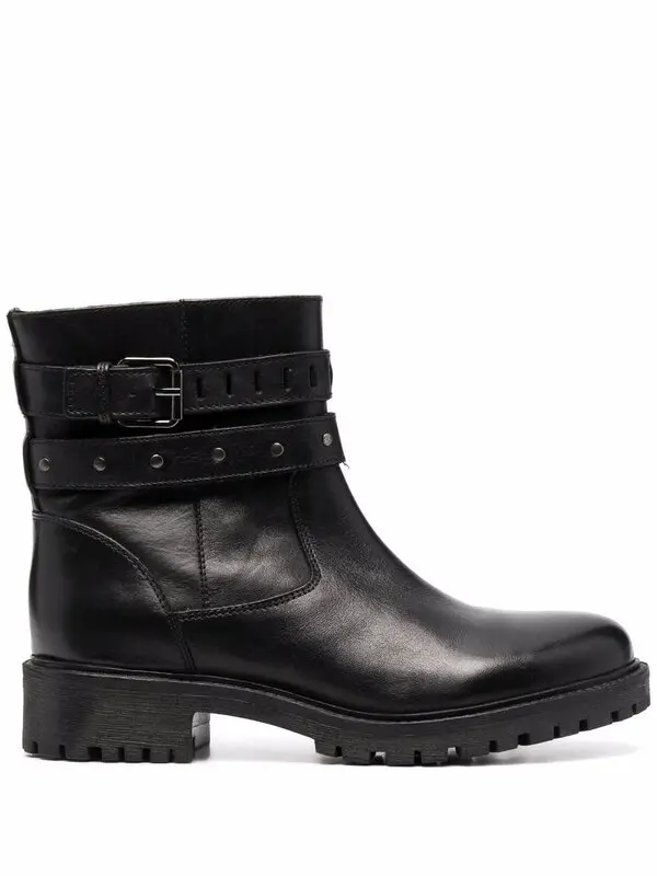 Geox Buckled Leather Ankle Boots