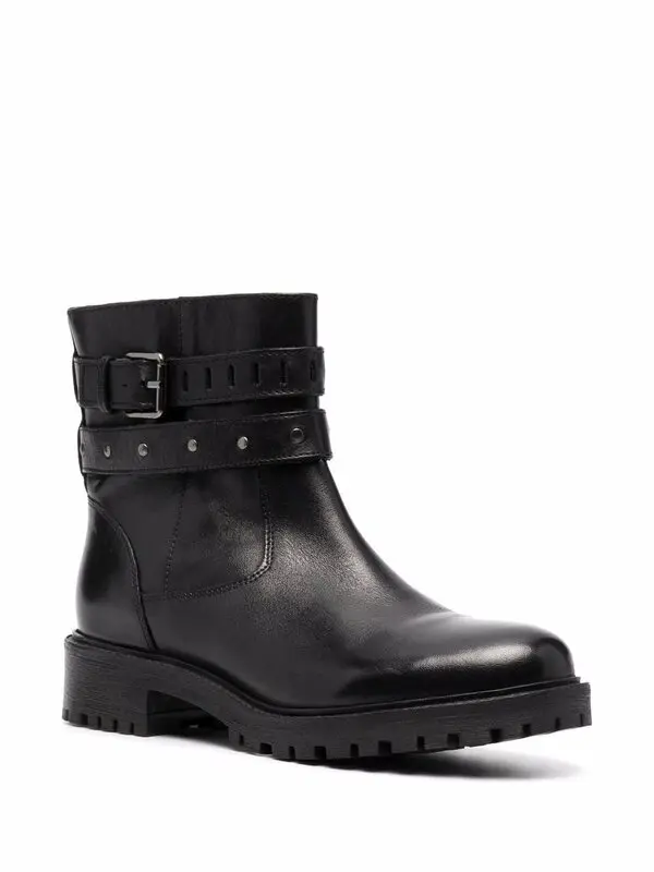 Geox Buckled Leather Ankle Boots