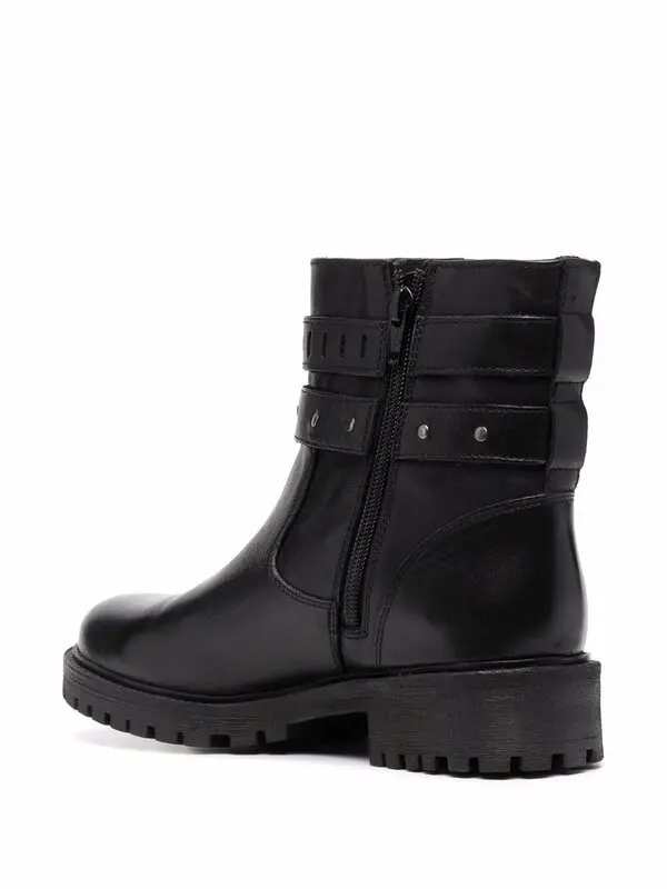 Geox Buckled Leather Ankle Boots