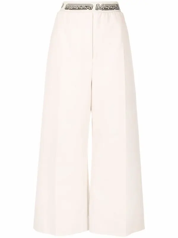 Stella McCartney Logo Waistband Cropped Trousers - Neutrals