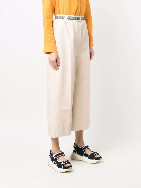 Stella McCartney Logo Waistband Cropped Trousers - Neutrals