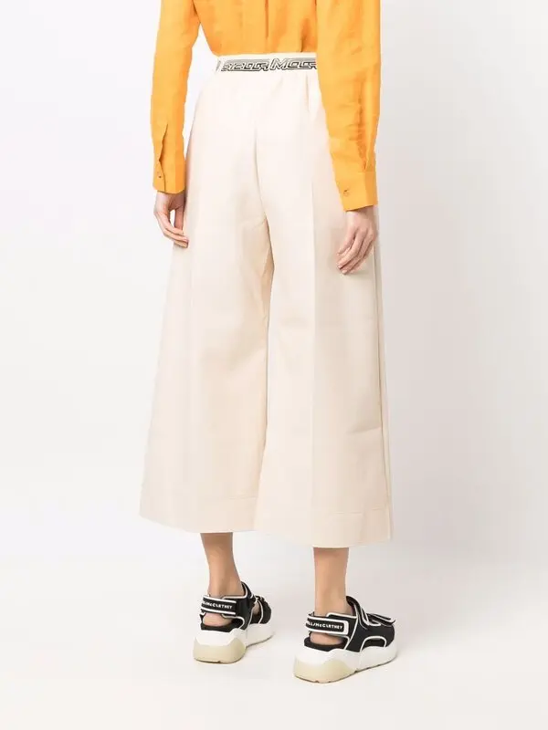 Stella McCartney Logo Waistband Cropped Trousers - Neutrals