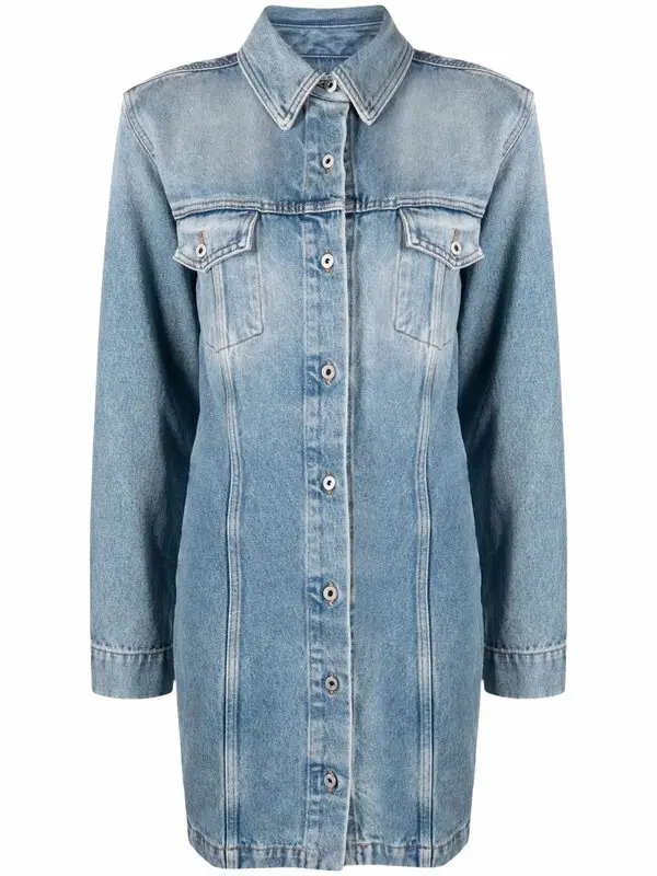 Off-White Long-sleeve Denim Shirtdress