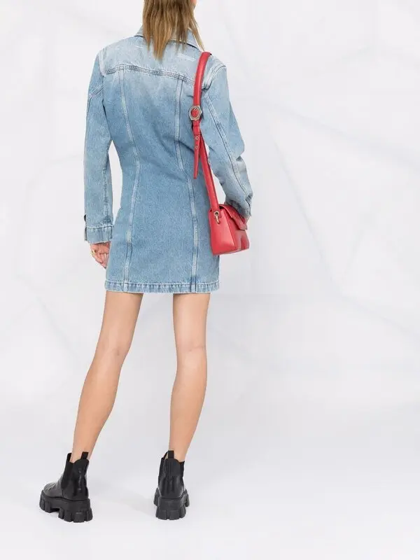 Off-White Long-sleeve Denim Shirtdress