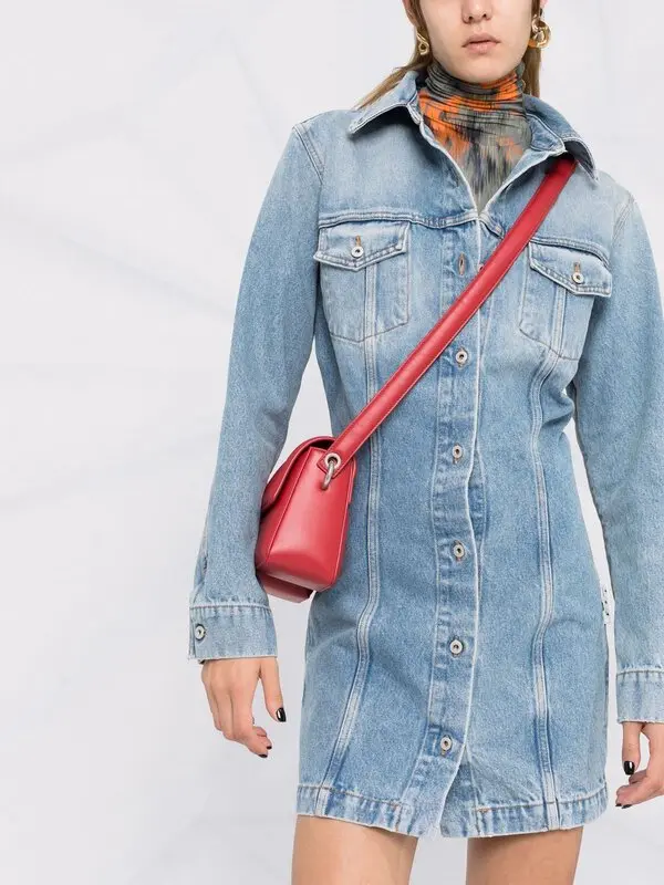 Off-White Long-sleeve Denim Shirtdress