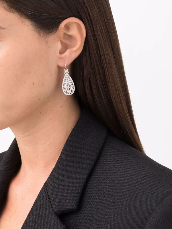 WOUTERS & HENDRIX 18kt White Gold Diamond Drop Earrings