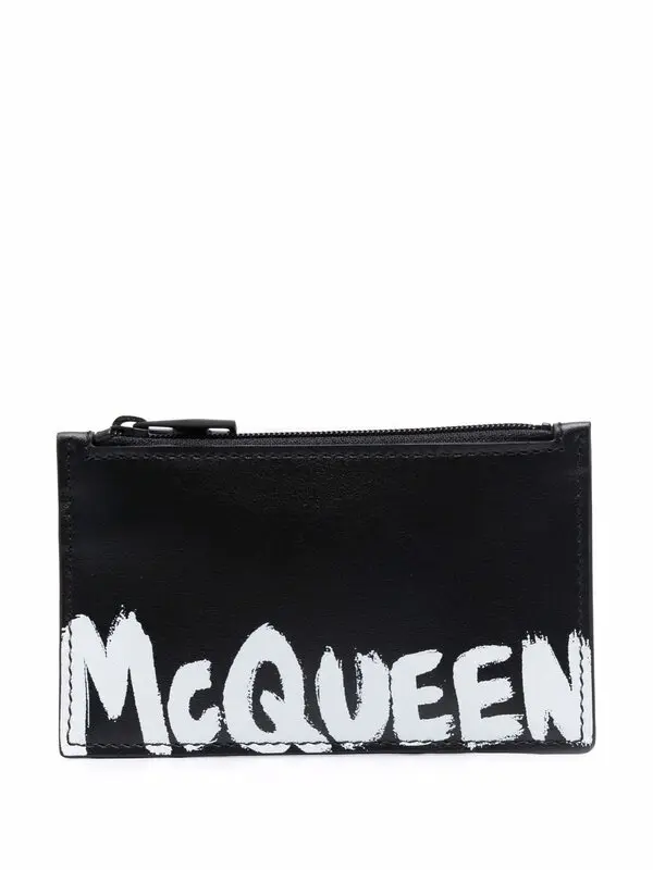 Alexander McQueen Logo Print Leather Wallet - Black