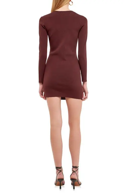 Endless Rose Cutout Long Sleeve Minidress - Brown