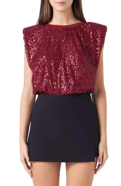 Endless Rose Sequin Top - Bordeaux
