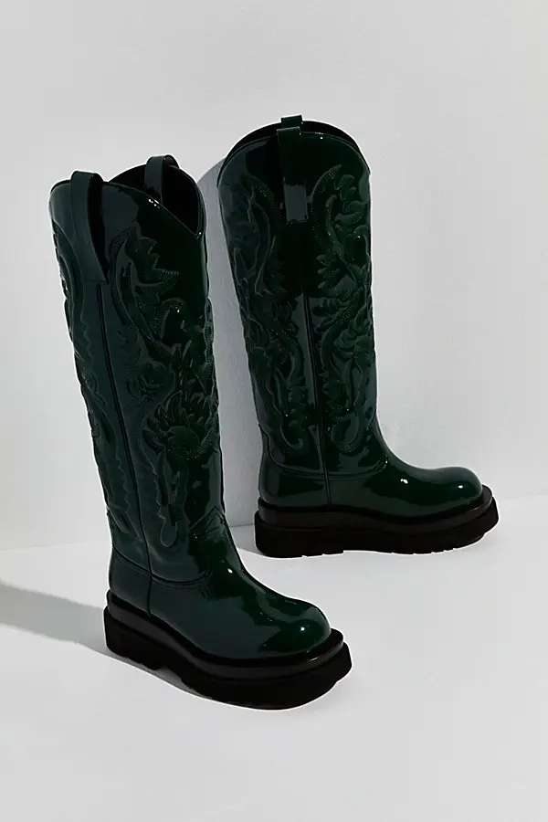 Jeffrey Campbell Space Cowgirl Boots Forest Green Patent