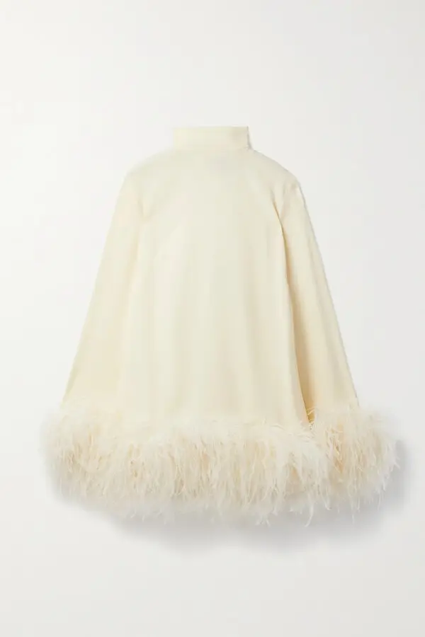 TALLER MARMO Net Sustain Gina Feather-trimmed Mini Dress - Ivory