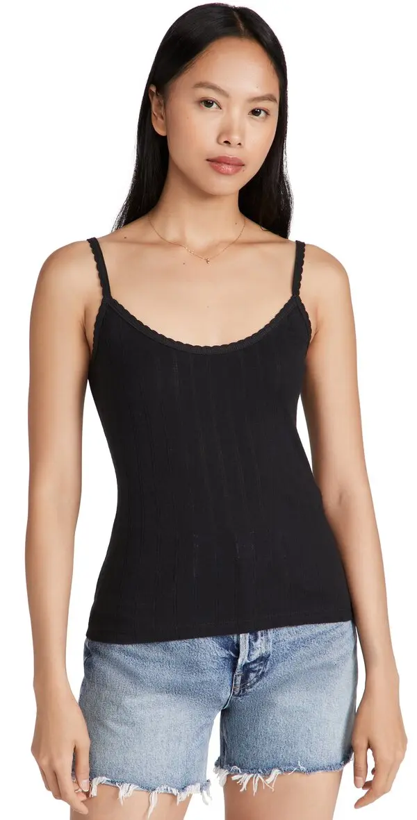 LESET Pointelle Tank Top - Black