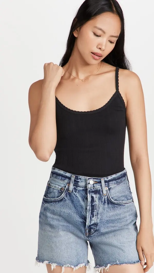 LESET Pointelle Tank Top - Black