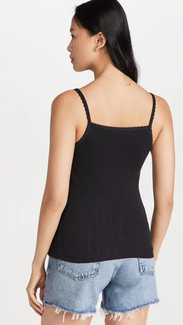 LESET Pointelle Tank Top - Black